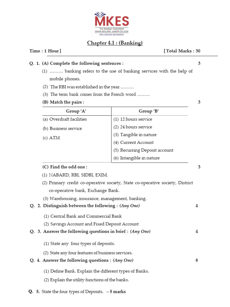 Banking Concepts and Services Quiz | PDF