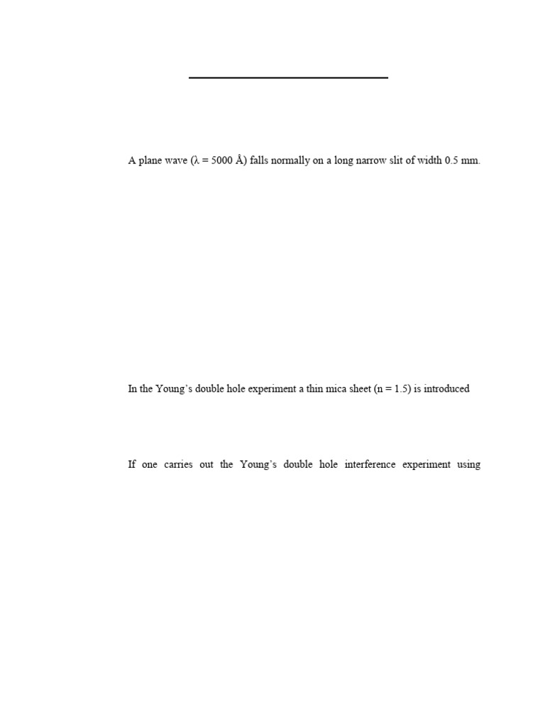 Assignmnet On Interference and Diffraction | PDF