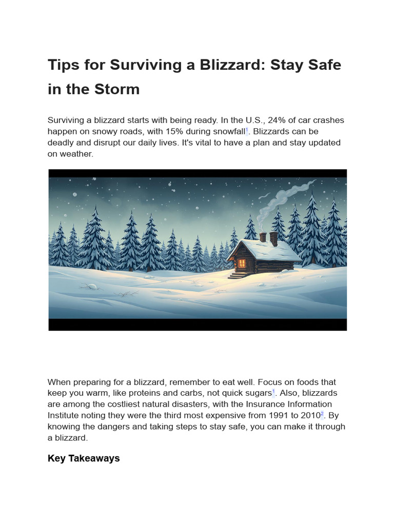 Tips For Surviving A Blizzard - Stay Safe in The Storm | PDF | Winter ...