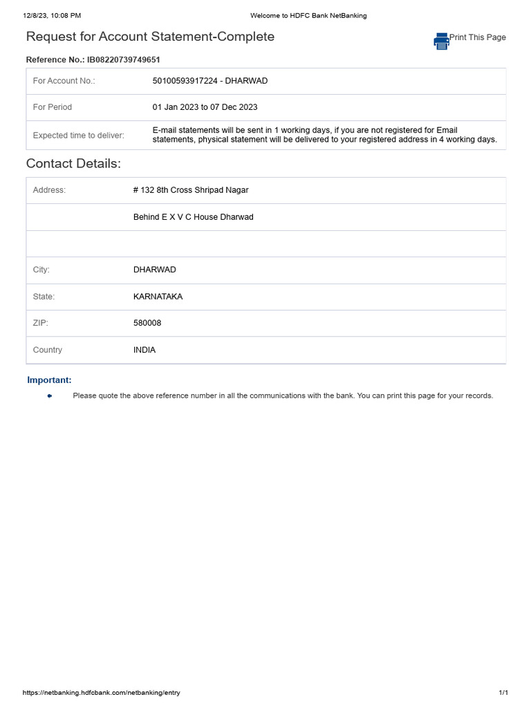 HDFC Bank NetBanking Welcome Guide | PDF