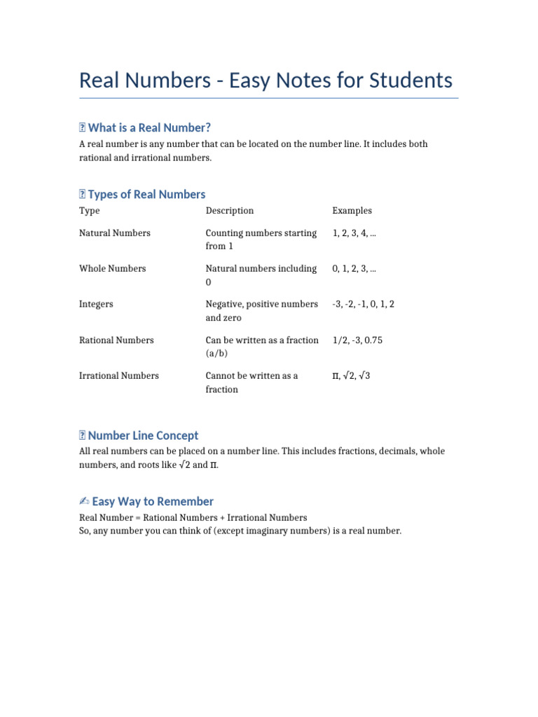 Real Numbers: Key Concepts Explained | PDF
