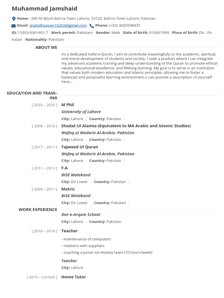 Muhammad Jamshaid | PDF | Pakistan