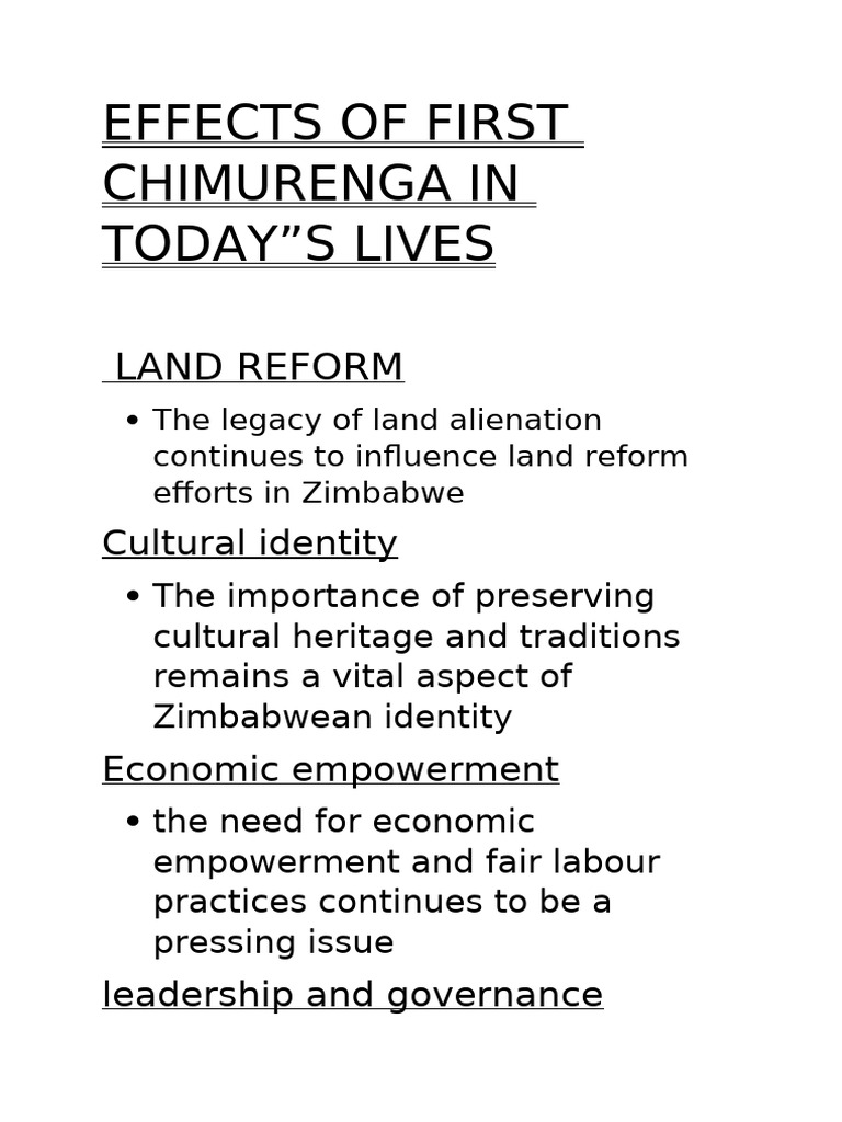 Effects of First Chimurenga in Today - 035249 | PDF