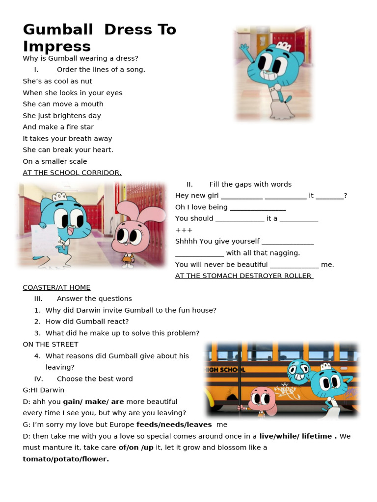 Gumball's Dress Adventure Explained | PDF
