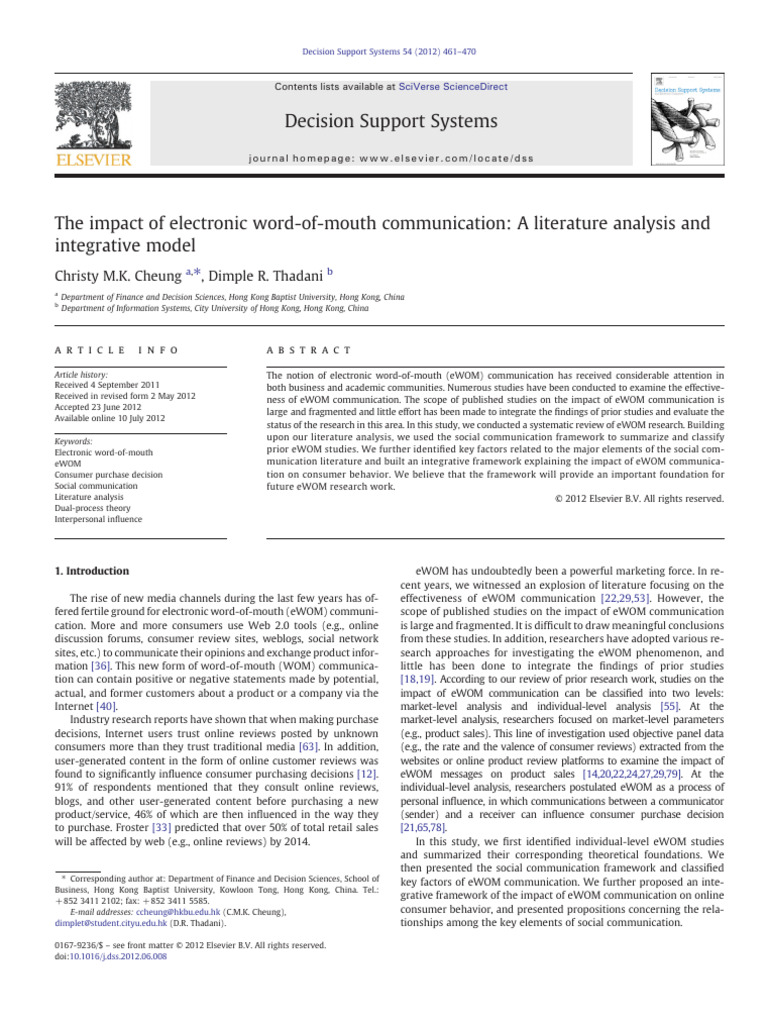 eWOM Communication Impact Analysis | PDF | Credibility | Psychology
