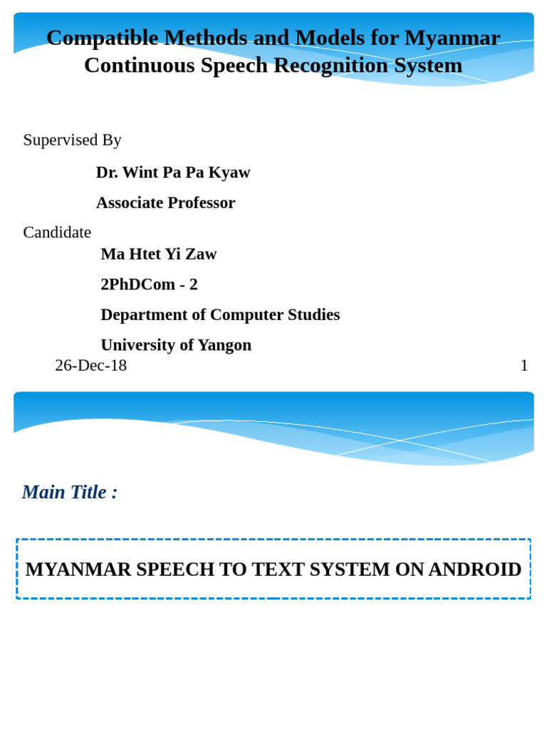 Continuous Myanmar Speech Recognition System | PDF | Spectral Density | Speech Recognition