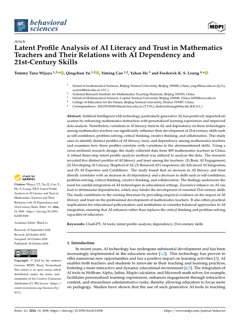 Wijaya, Yu, Cao, He, Leunh-2024 - Latent Profile Analysis of AI ...