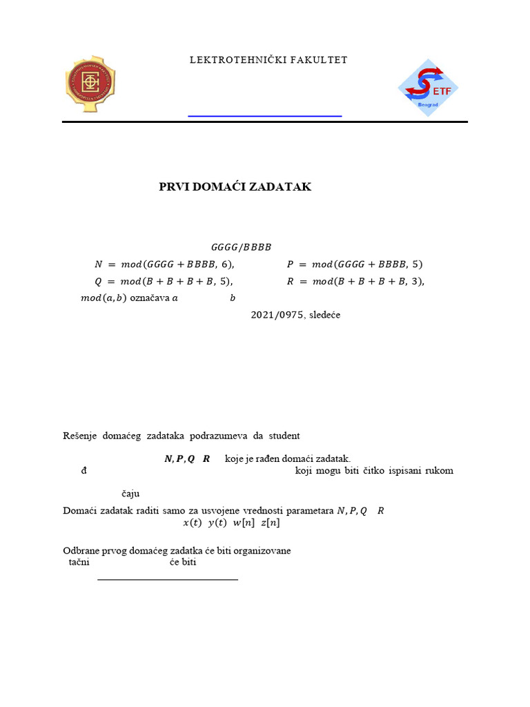 SISR - Prvi Domaci Zadatak 2024-2025 | PDF
