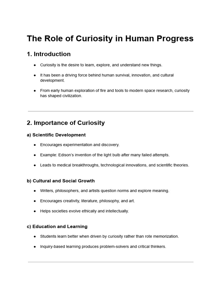 The Role of Curiosity in Human Progress | PDF