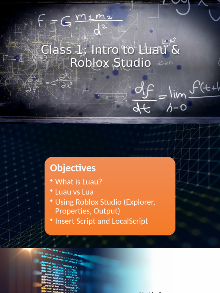 Intro to Luau for Roblox Development | PDF