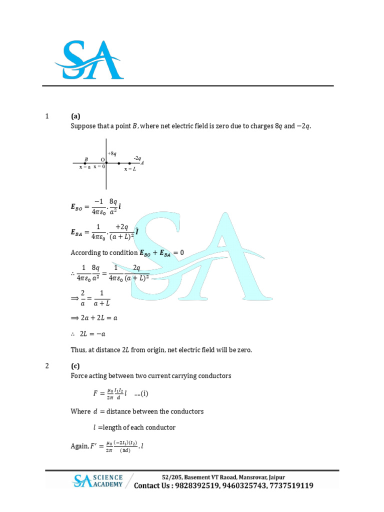 Electric Charge and Field Solutions | PDF | Electric Field | Physics
