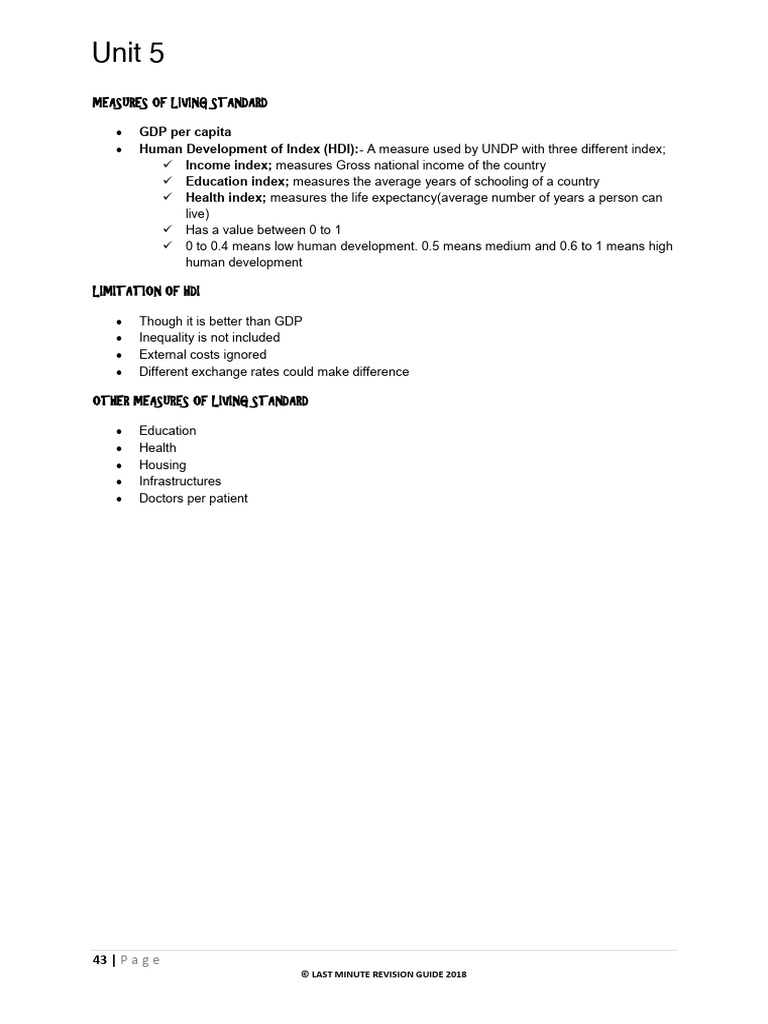 Unit 5 - Economic Development - IGCSE Pro | PDF | Cost Of Living | Poverty