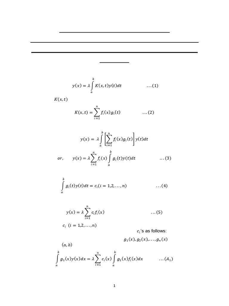 Homogeneous Fredholm Integral Equations | PDF | Integral Equation ...