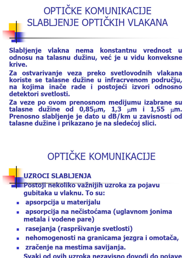 3.opticki Prenos, Slabljenje, Izvori I Detektori Svetlosti | PDF