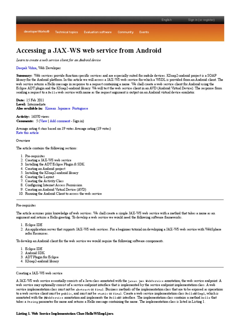 Accessing A JAX-WS Web Service From Android | PDF | Eclipse (Software ...