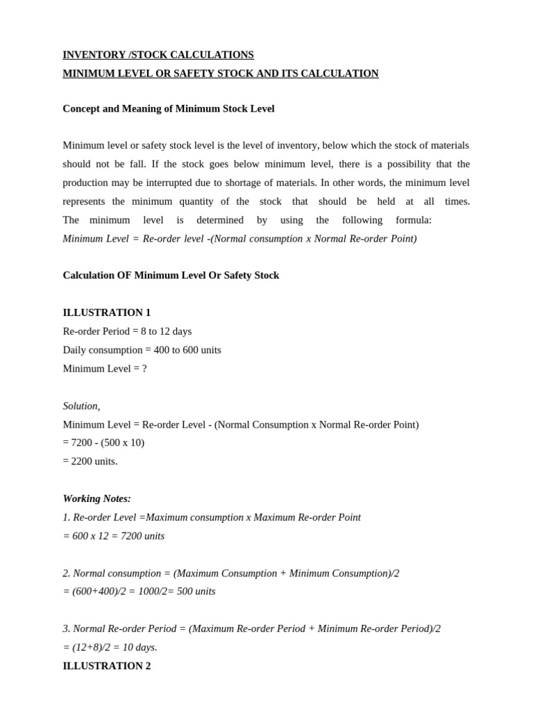 Inventory Levels Calculations | PDF | Warehouse | Barcode