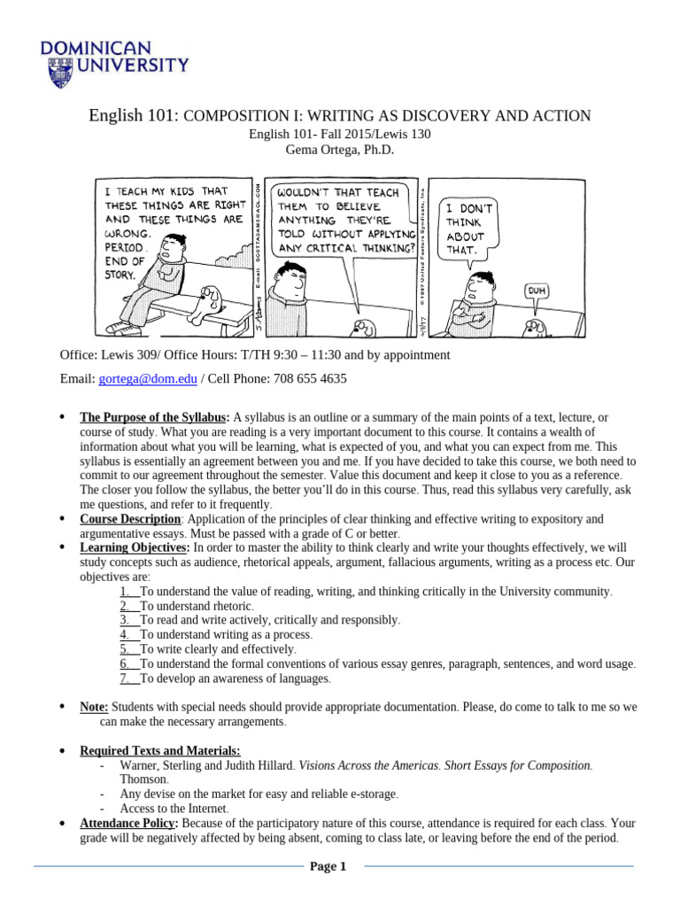 English 101-Fall2015 | PDF | Course Evaluation | Plagiarism