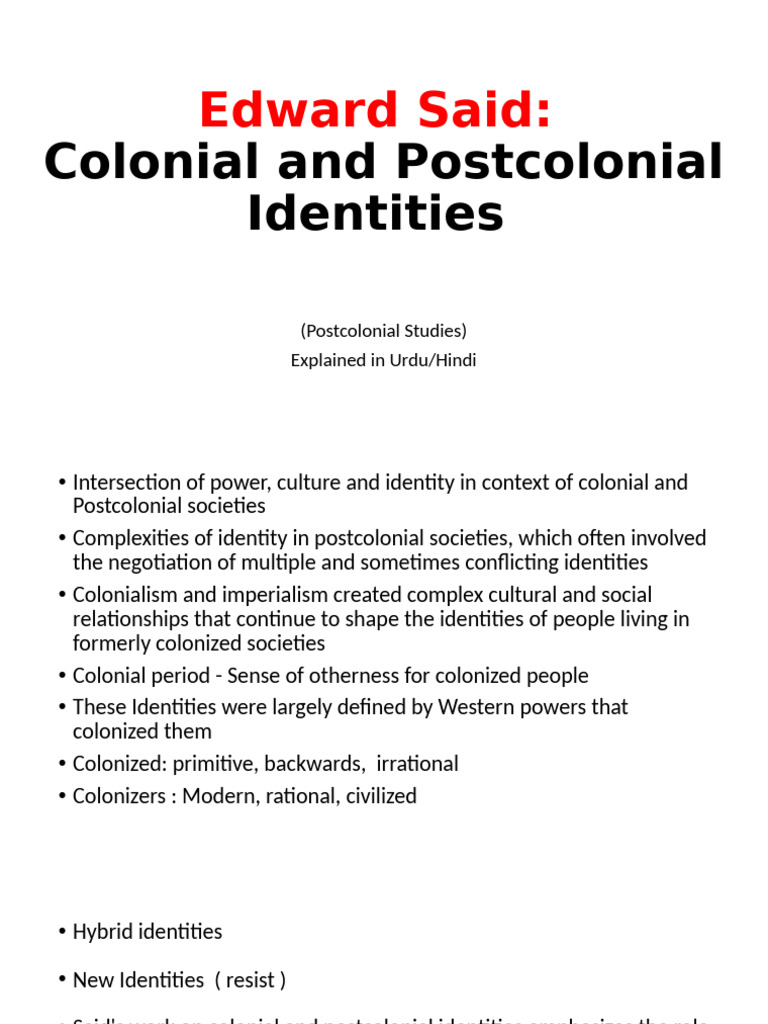 Colonial and Postcolonial Identities | PDF