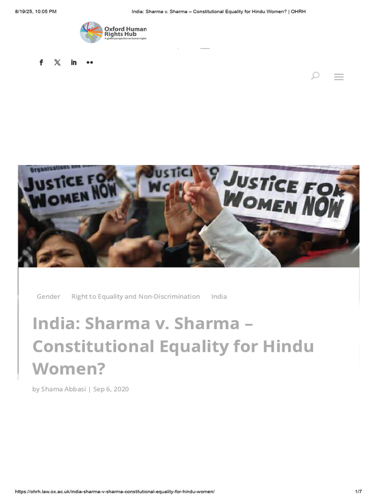 India - Sharma v. Sharma - Constitutional Equality For Hindu Women ...