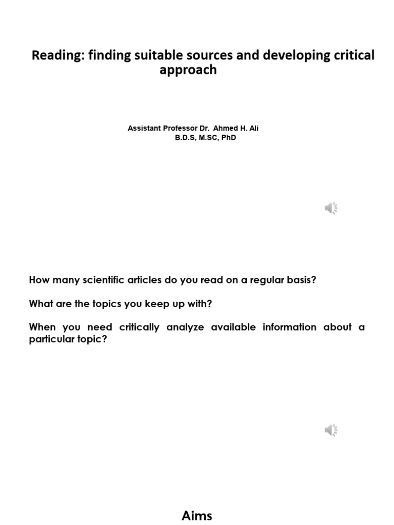 Reading Finding Suitable Sources and Developing Critical Approach | PDF ...
