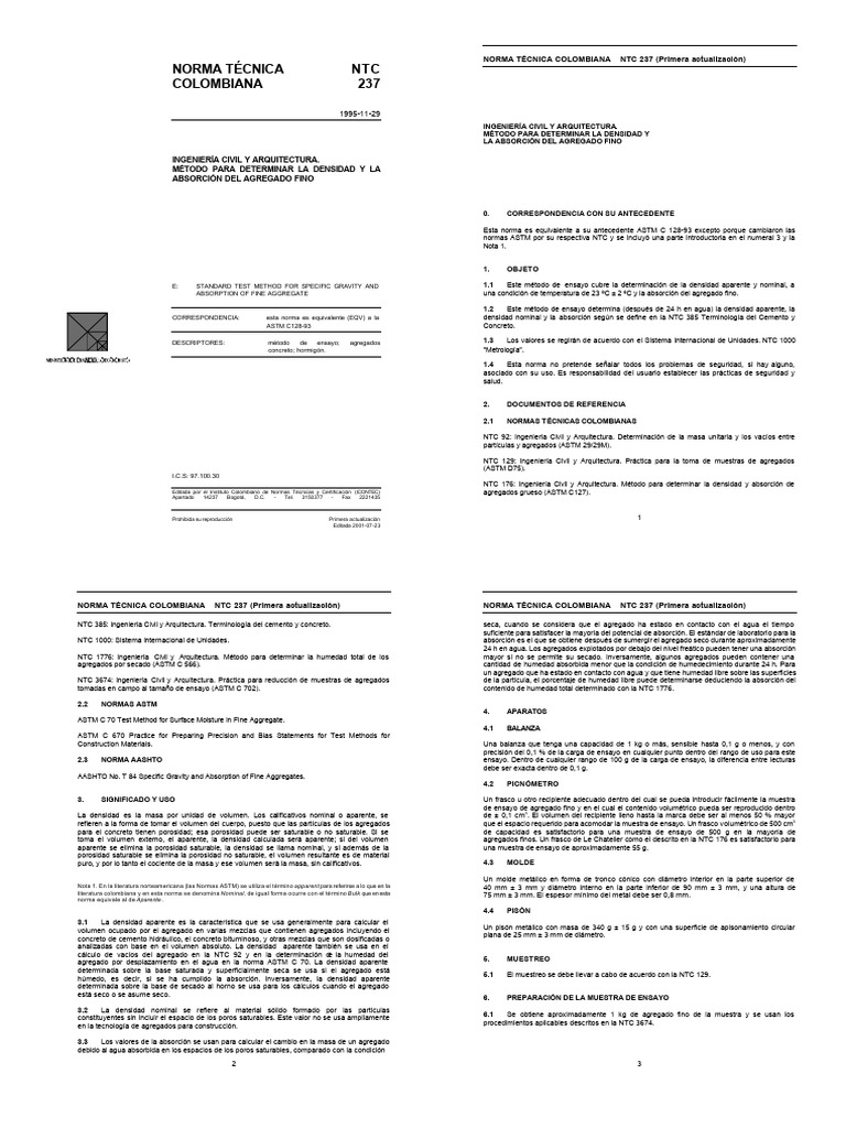 Paquete de Normas de Agregados - v2 4 Hojas | PDF | Densidad | Hormigón