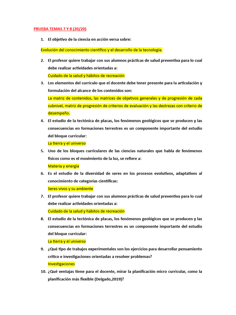 Cuestionario de CCNN | PDF | Evaluación | Plan de estudios
