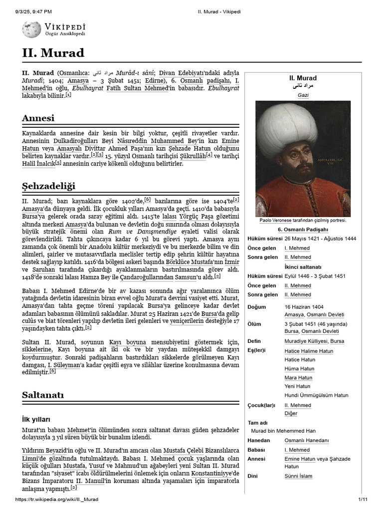 II. Murad - Vikipedi | PDF