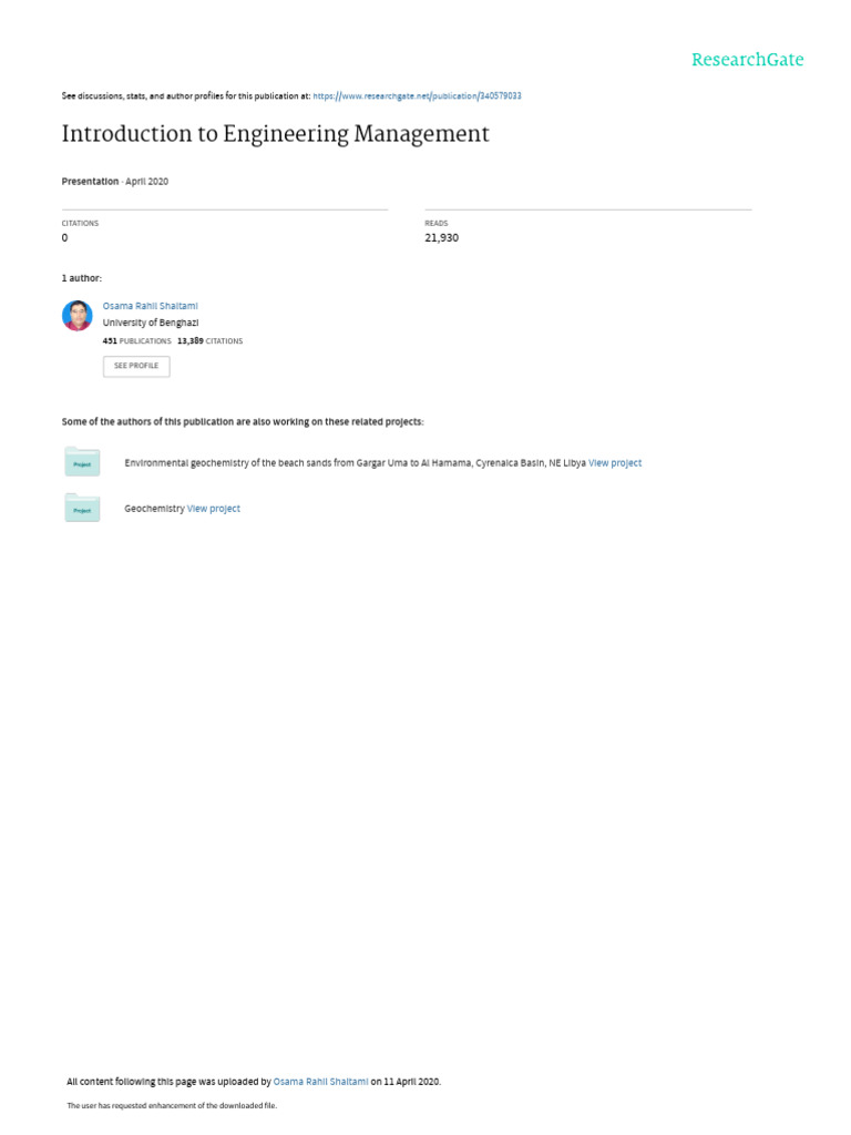 Introduction To Engineering Management | PDF | System