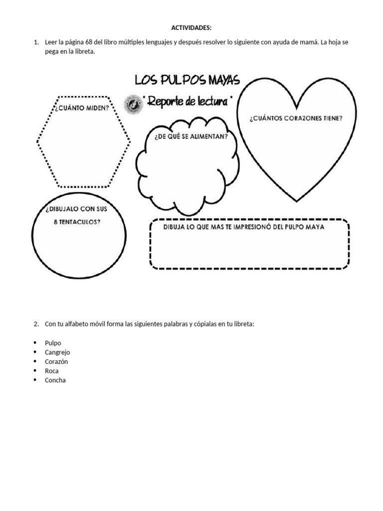 Actividades de Escritura y Lectura Infantil | PDF