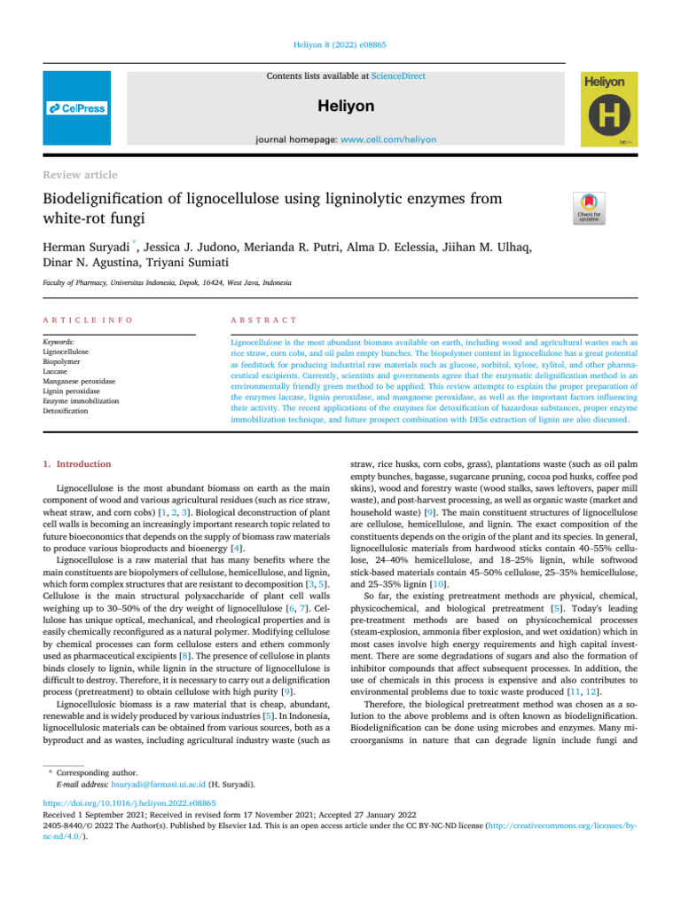 Biodelignification of Lignocellulose Using Ligninolytic Enzymes From ...