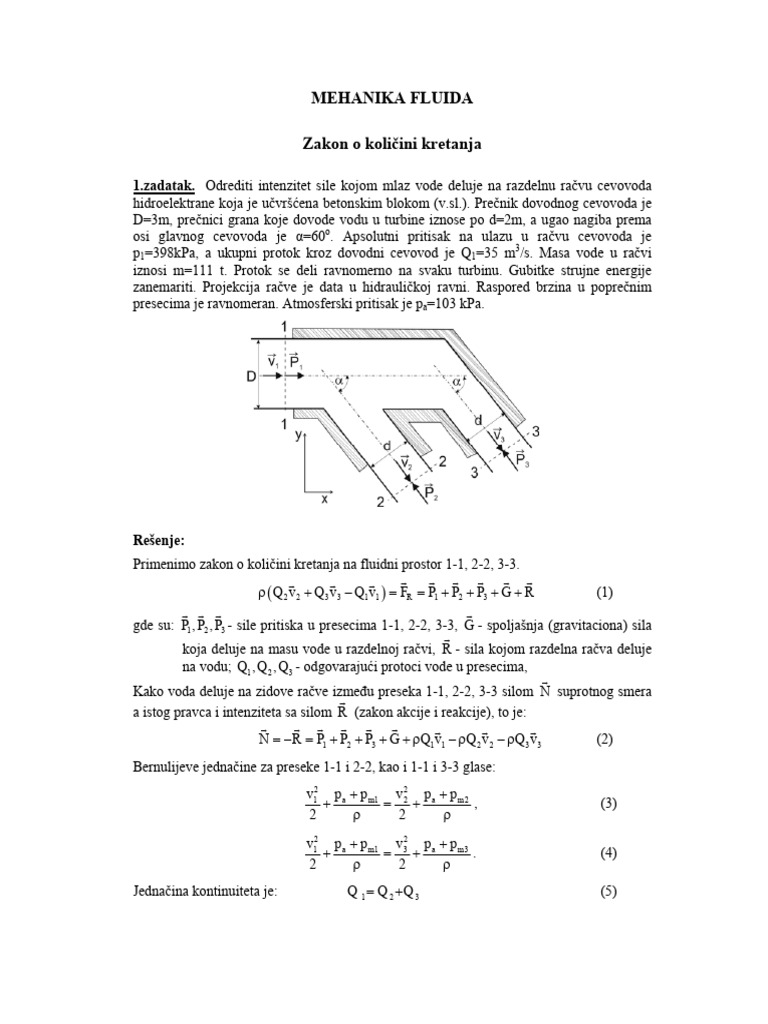 Vezba - Zakon o Količini Kretanja | PDF