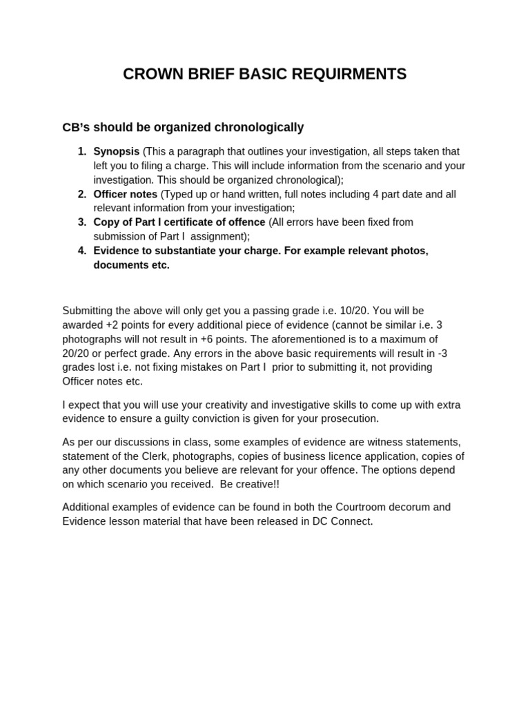 Crown Brief Requirements Overview | PDF