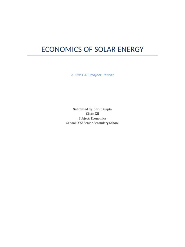 Solar Energy Economics Project | PDF | Solar Power | Subsidy