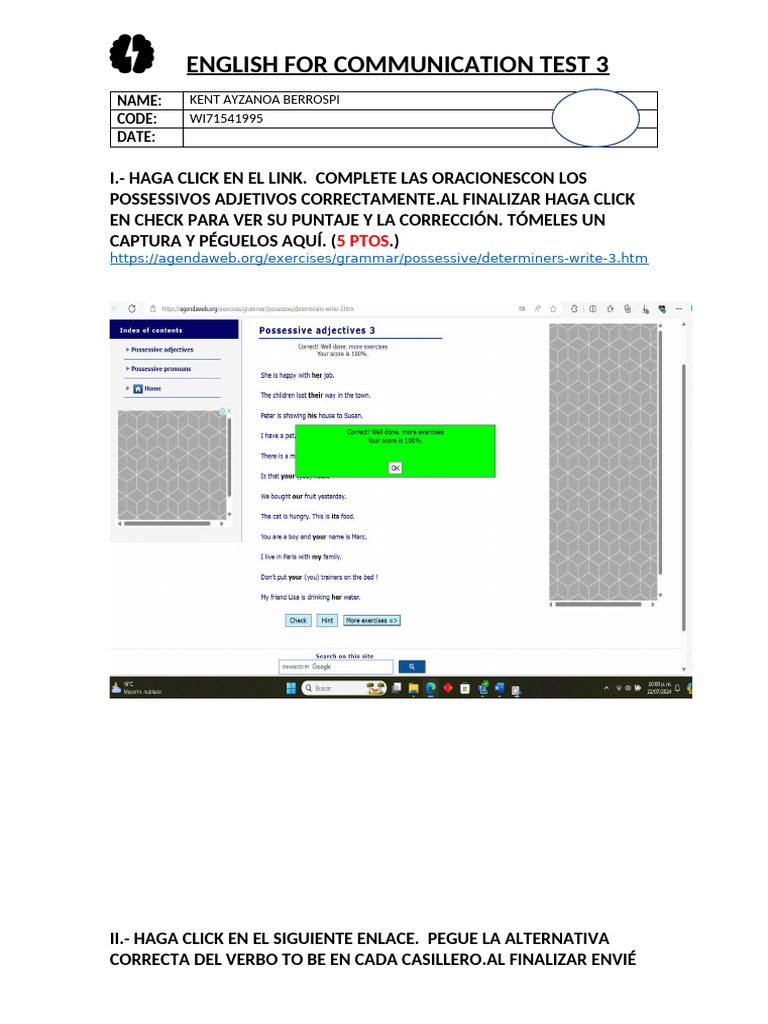 English For Communication Test 3 | PDF