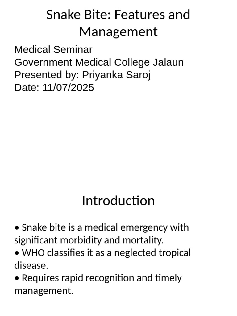 Snake Bite Management and Prevention Guide | PDF | Venomous Snakes ...