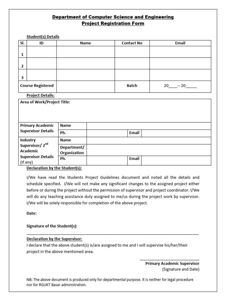 Project Registration Form | PDF