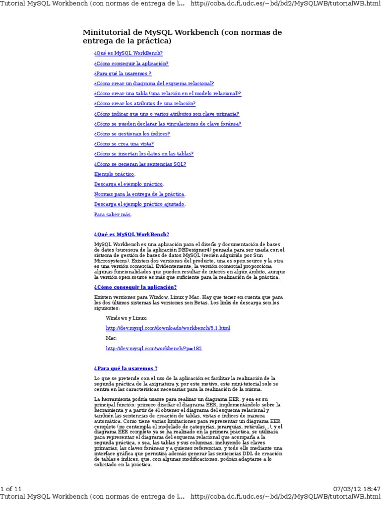 Workbench | PDF | SQL | Base de datos relacional
