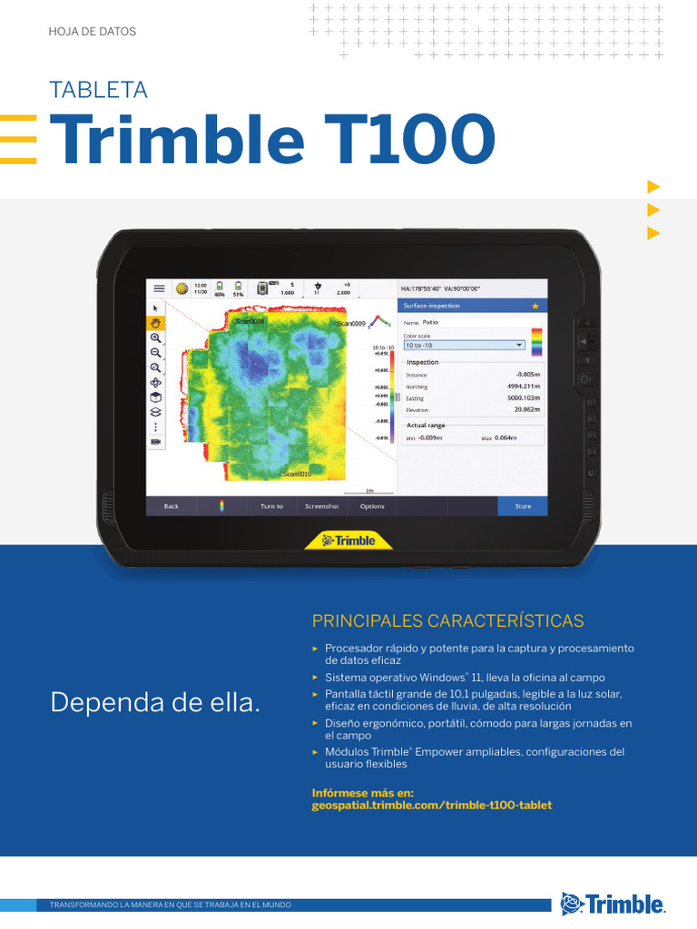 Hoja de Datos: Trimble T100 Tablet | PDF | Microprocesador | Tableta