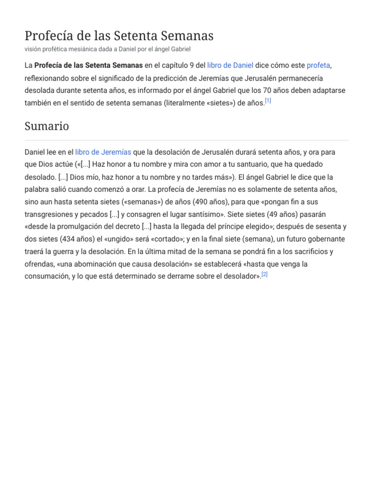 Profecía de Las Setenta Semanas - Wikipedia, La Enciclopedia Libre | PDF | Dispensacionalismo ...