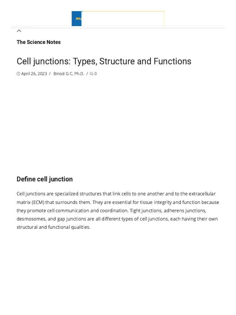Cell Junctions_ Types, Structure and Functions - The Science Notes ...