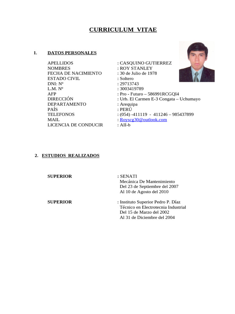 Curriculum Roy 20010 | PDF