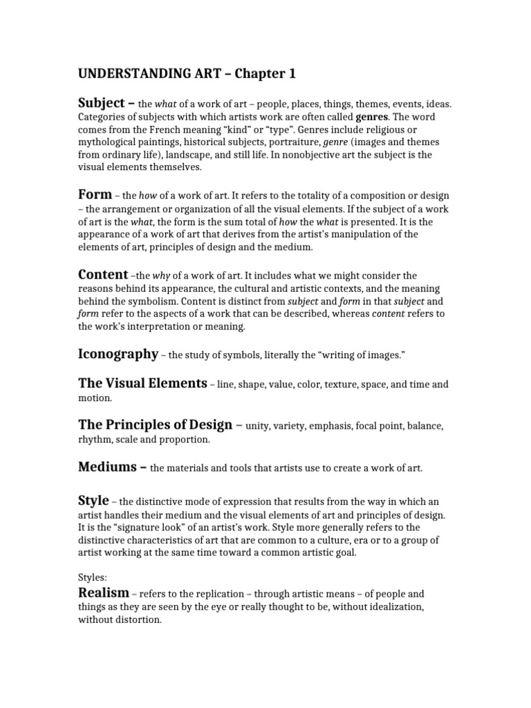 Understanding Art Handout | PDF | Abstract Art | Composition (Visual Arts)