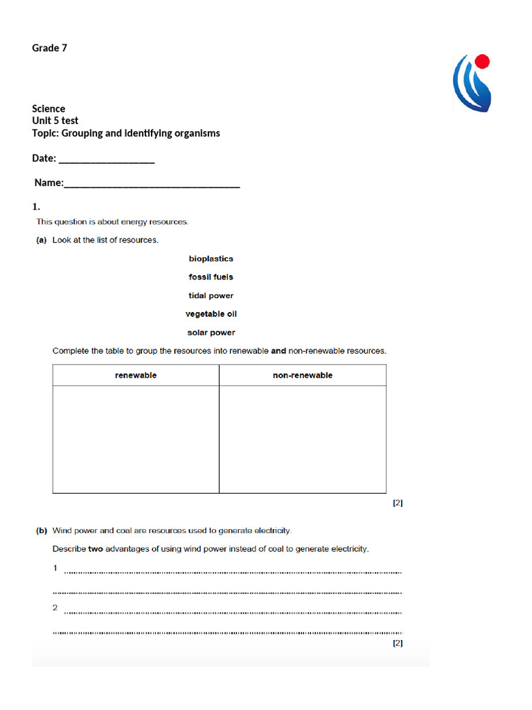 Grade 7 Unit 5 Test | PDF