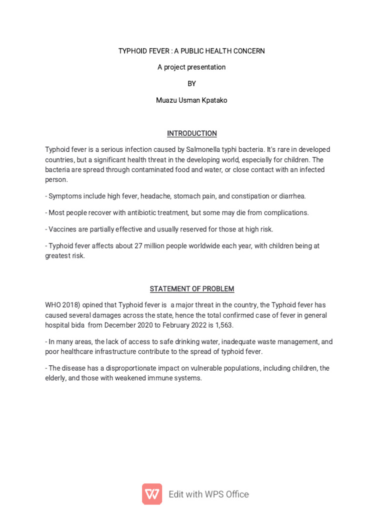 TYPHOID FEVER-WPS Office | PDF | Preventive Healthcare | Medical Diagnosis