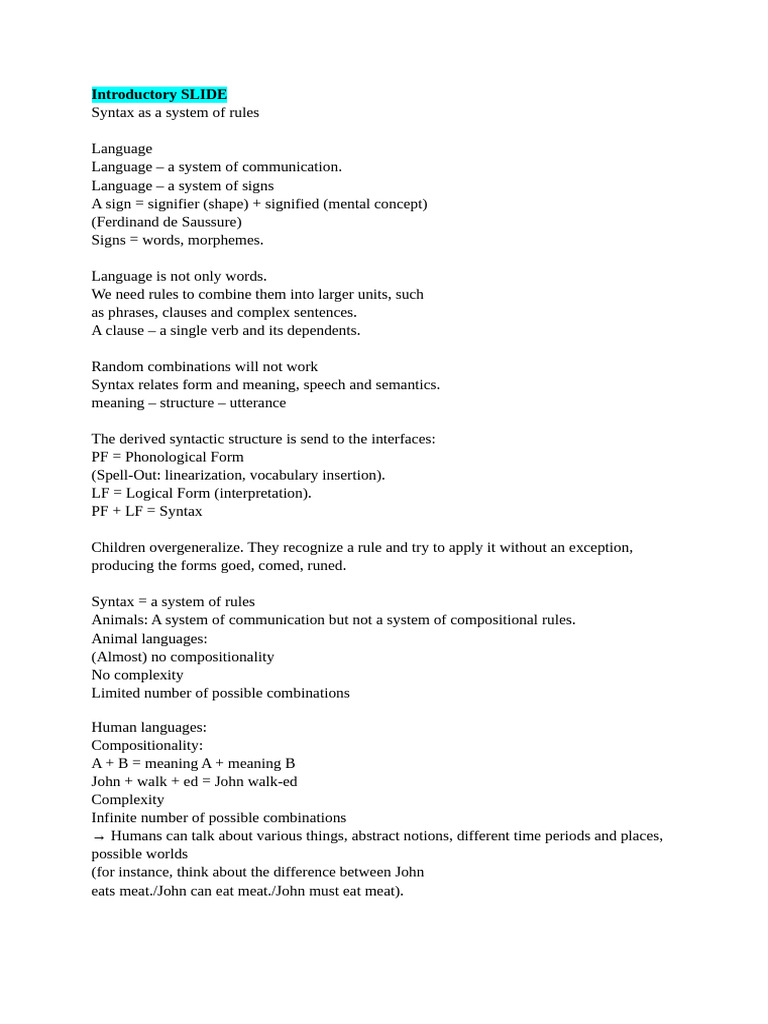 Understanding Syntax in Human Language | PDF | Adjective | Morphology ...