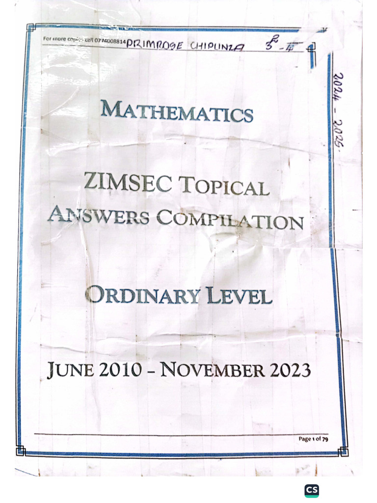 ZIMSEC Topical Mathematics Resources | PDF