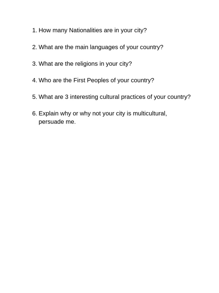 Multiculturism in Cities Project | PDF