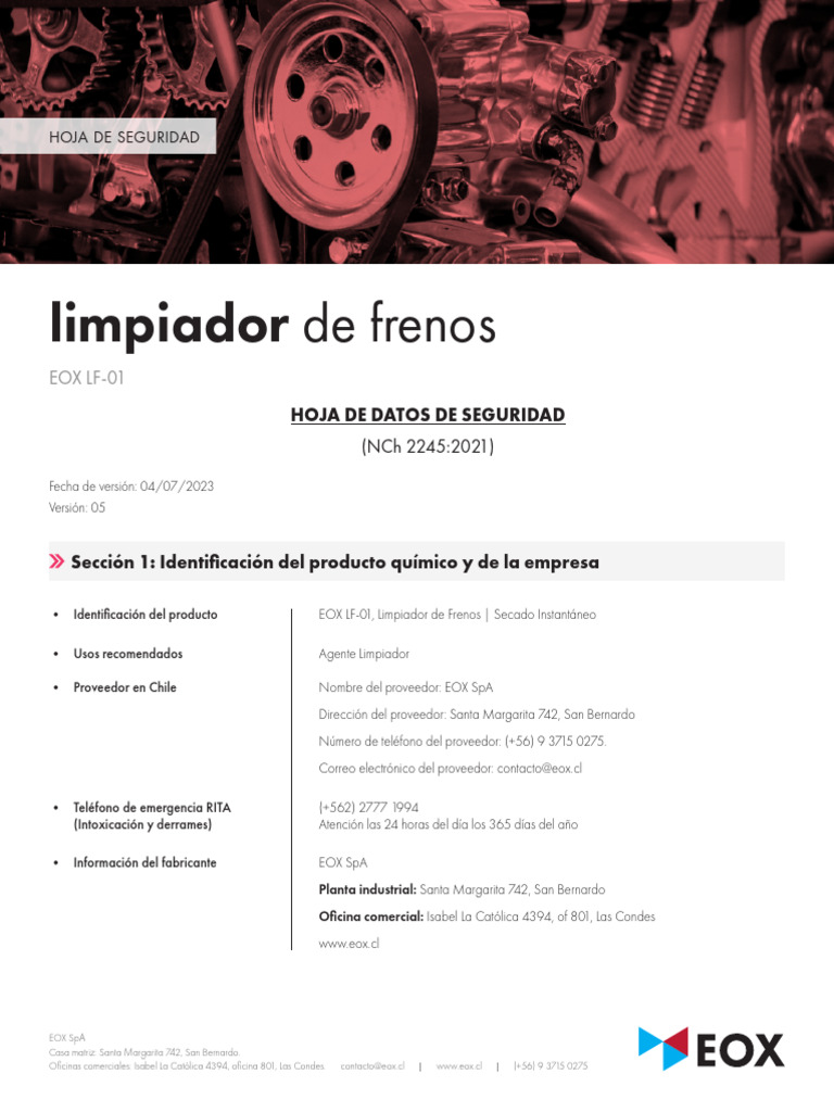 HDS LF01 Limpiador de Frenos | PDF | Agua | Ventilación (Arquitectura)