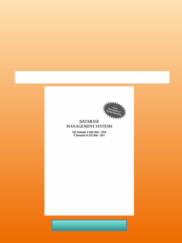DATABASE MANAGEMENT SYSTEM 9353161398 download full chapters | PDF