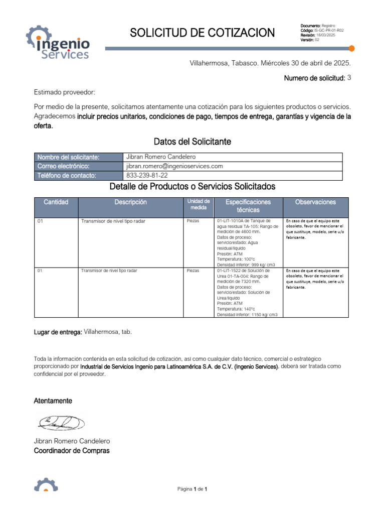 Transmisores de Nivel Tipo Radar Sol-Cot-713 | PDF